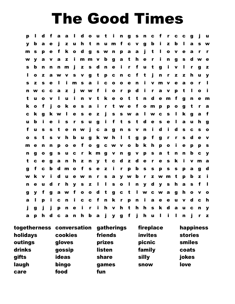 The Good Times Word Search - WordMint