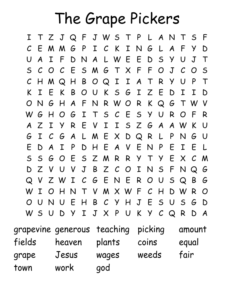 The Grape Pickers Word Search - WordMint