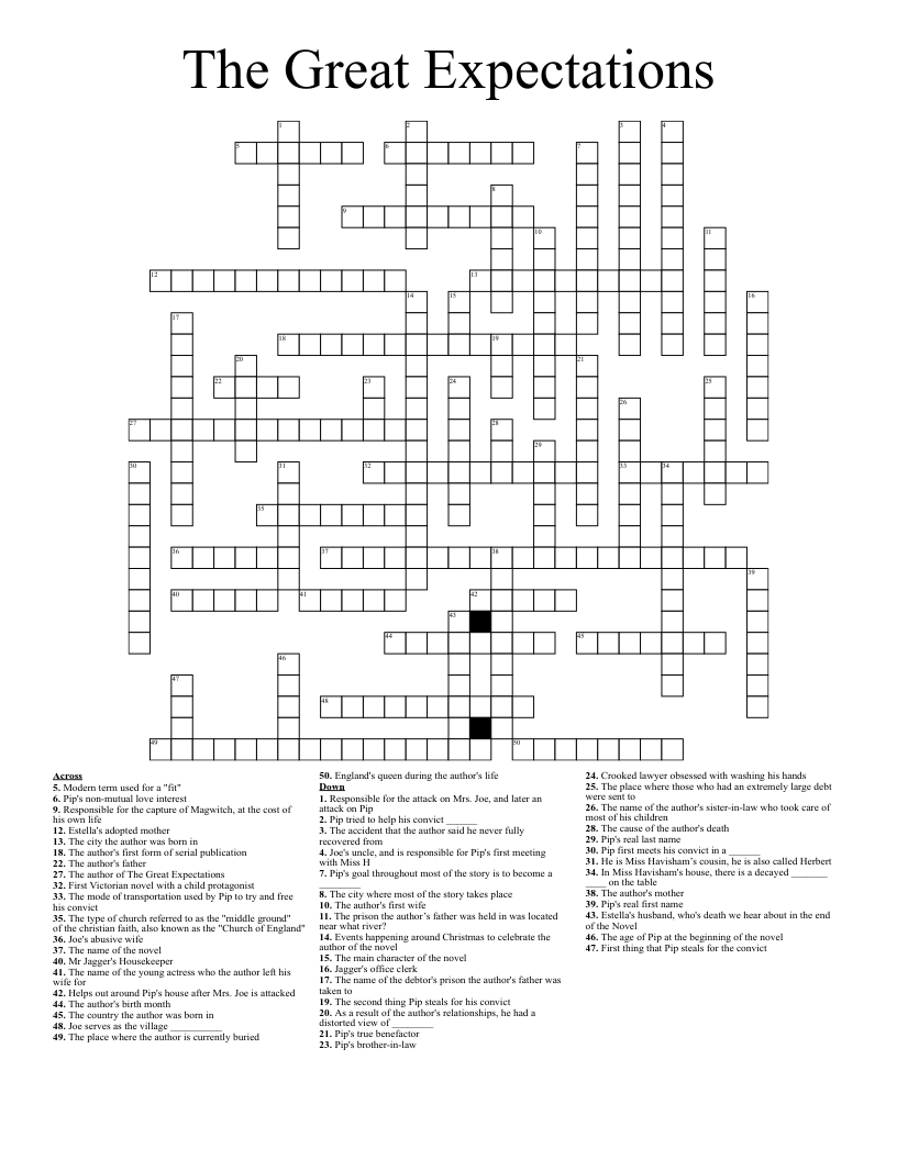 The Great Expectations Crossword - WordMint