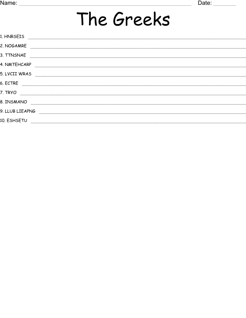 The Greeks Word Scramble - WordMint