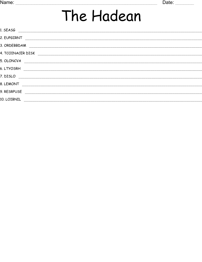 The Hadean Word Scramble - WordMint