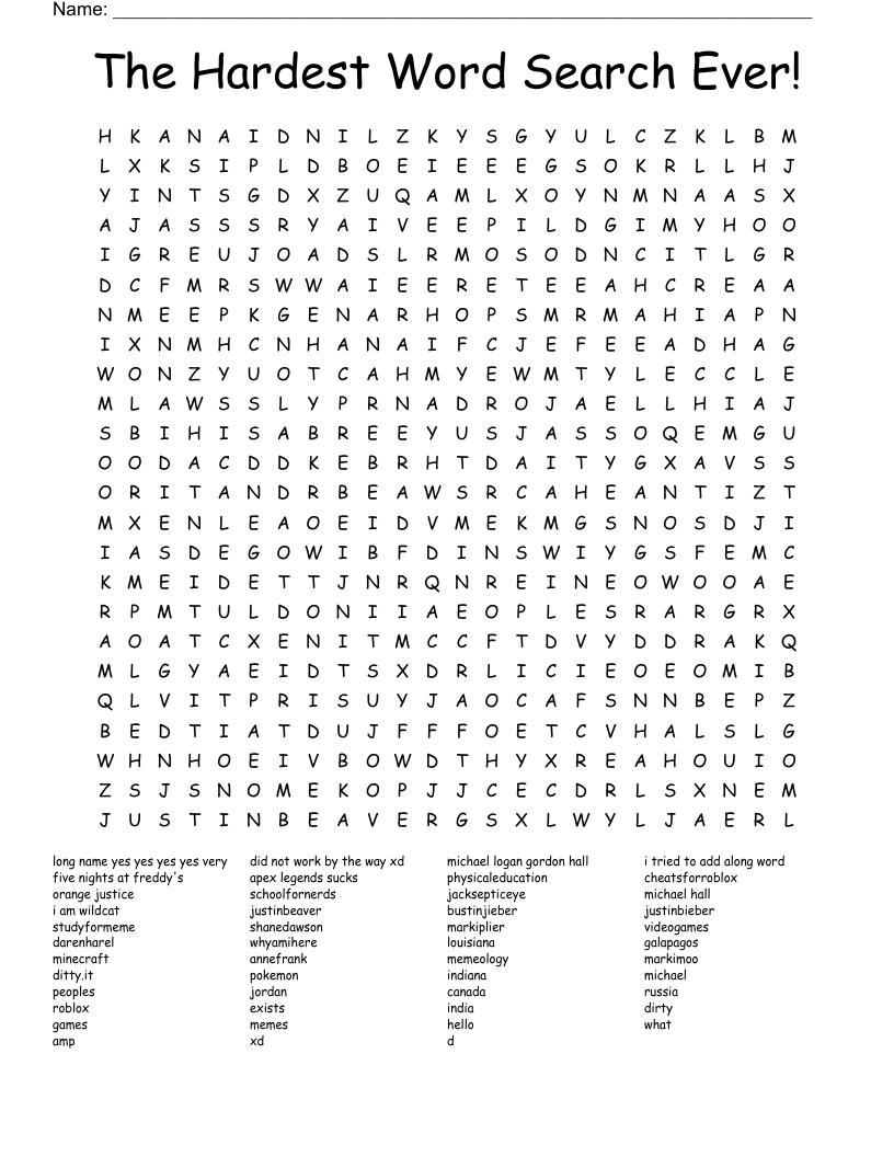 Hardest Word Search In The World Printable It s The Perfect Exercise 