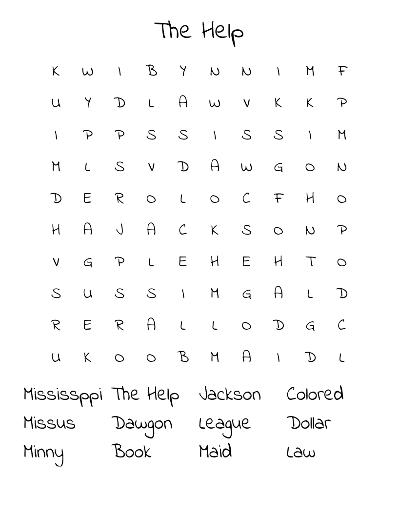 The Help Word Search - WordMint