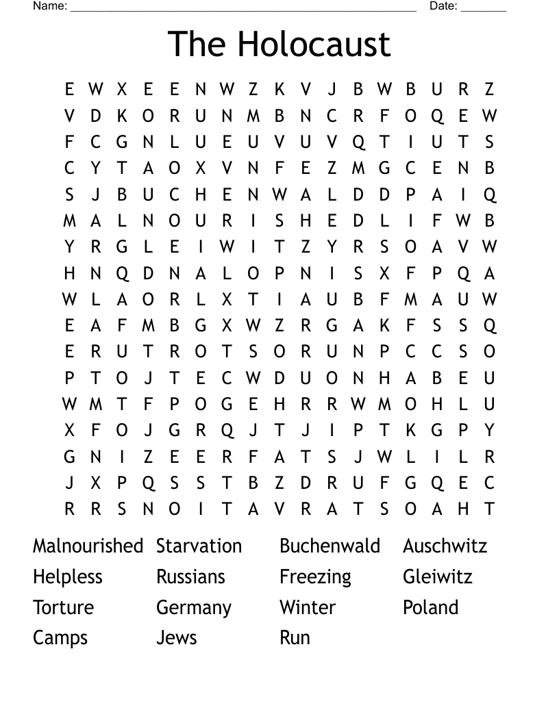 The Holocaust Word Search - WordMint