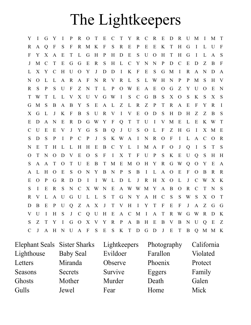 The Lightkeepers Word Search - WordMint