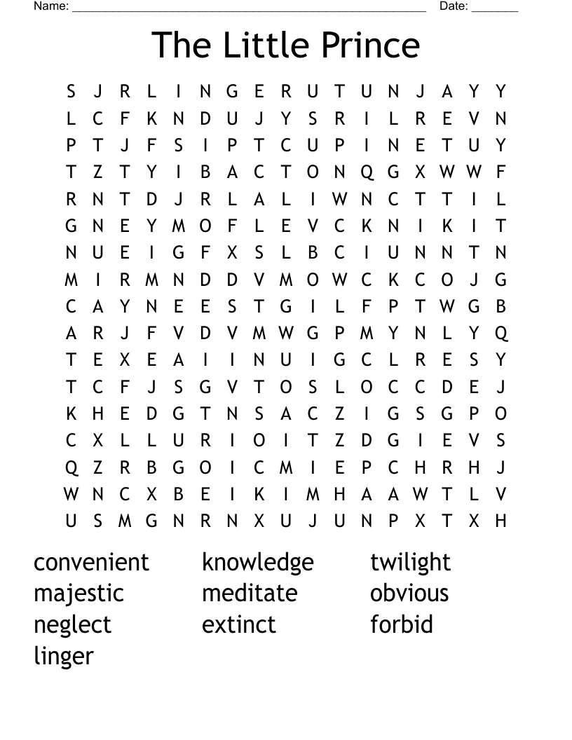The Little Prince Word Search - WordMint