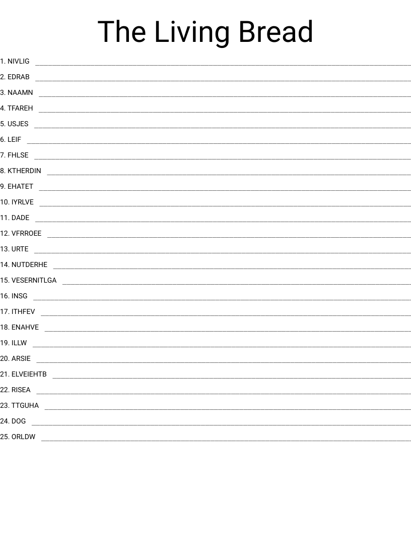 The Living Bread Word Scramble - WordMint
