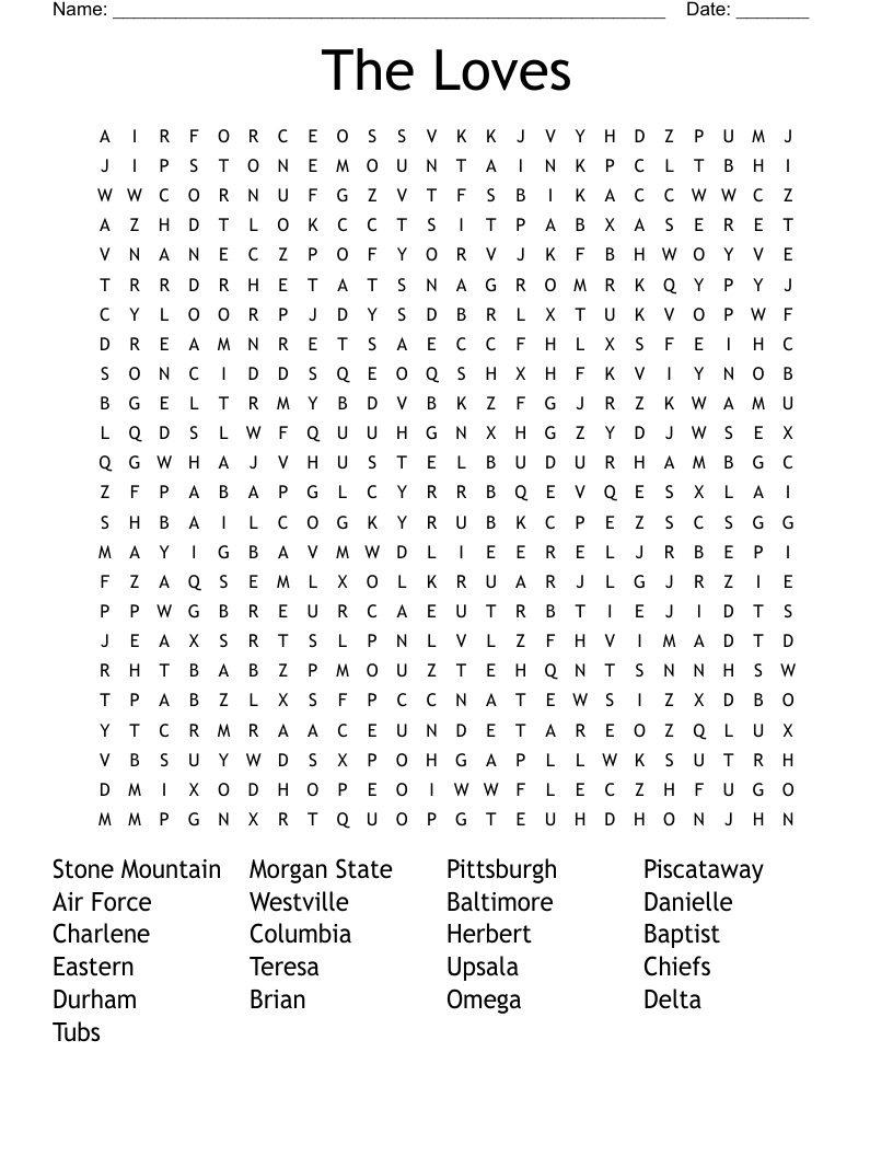 The Loves Word Search - WordMint
