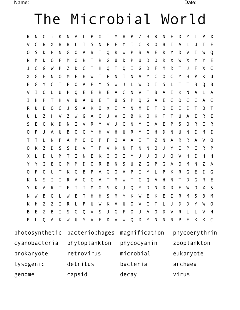 The Microbial World Word Search - WordMint