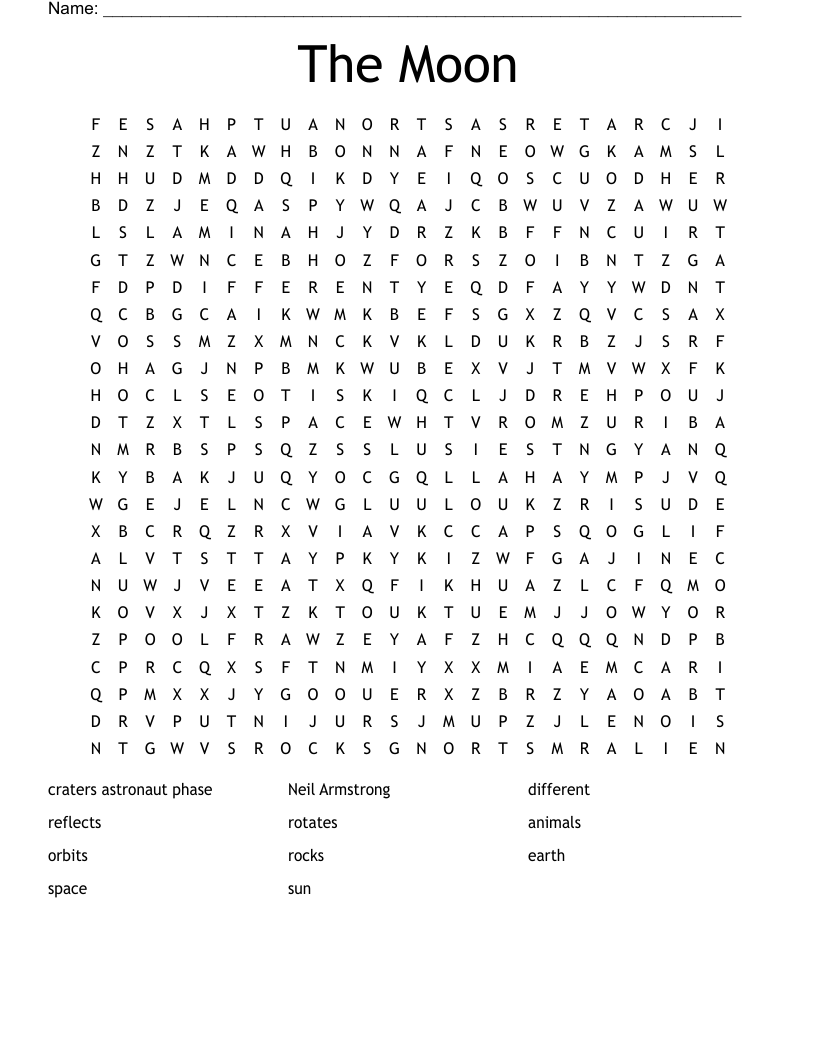 The Moon Word Search - WordMint