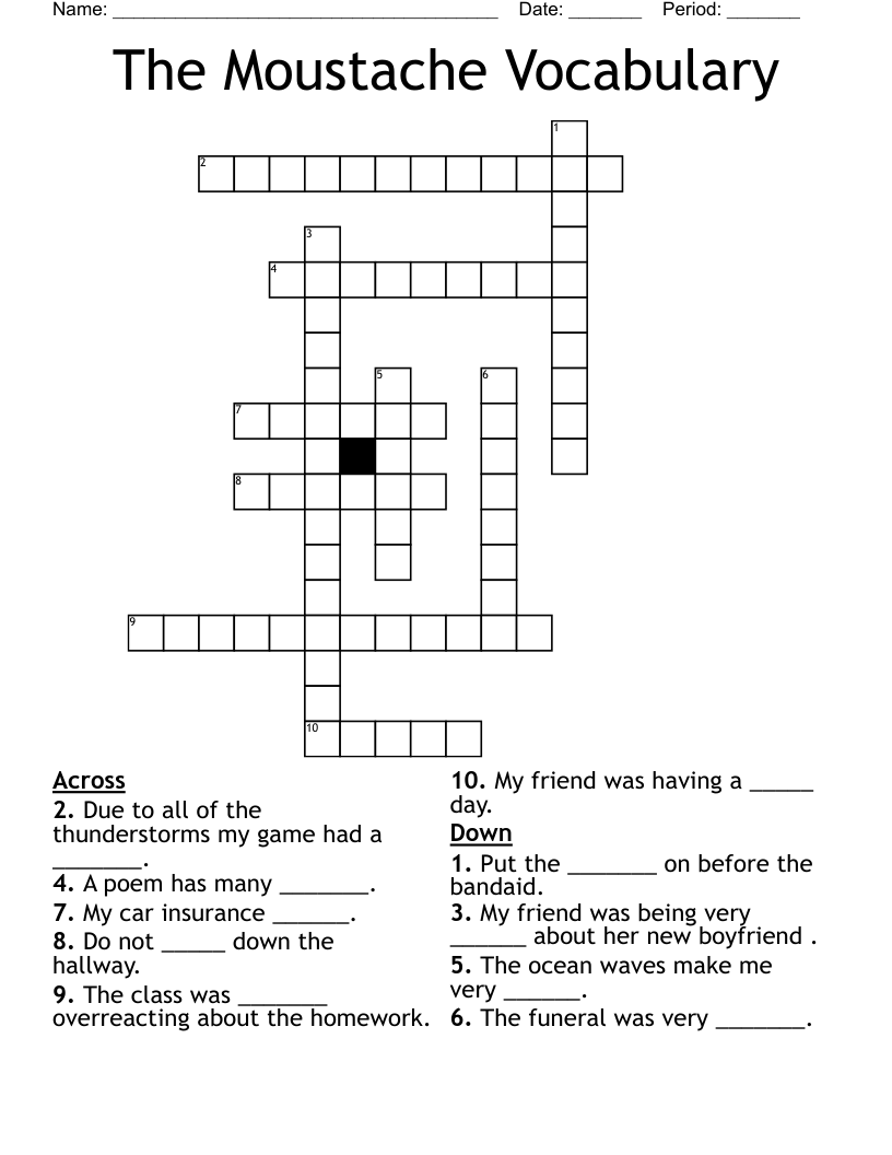 The Moustache Vocabulary Crossword - WordMint
