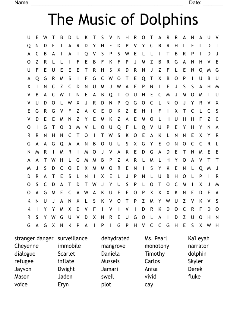 The Music of Dolphins Word Search - WordMint