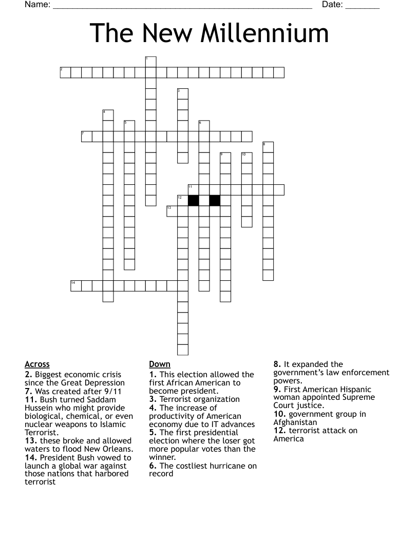 The New Millennium Crossword - WordMint