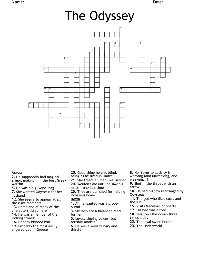 The Odyssey Crossword - WordMint