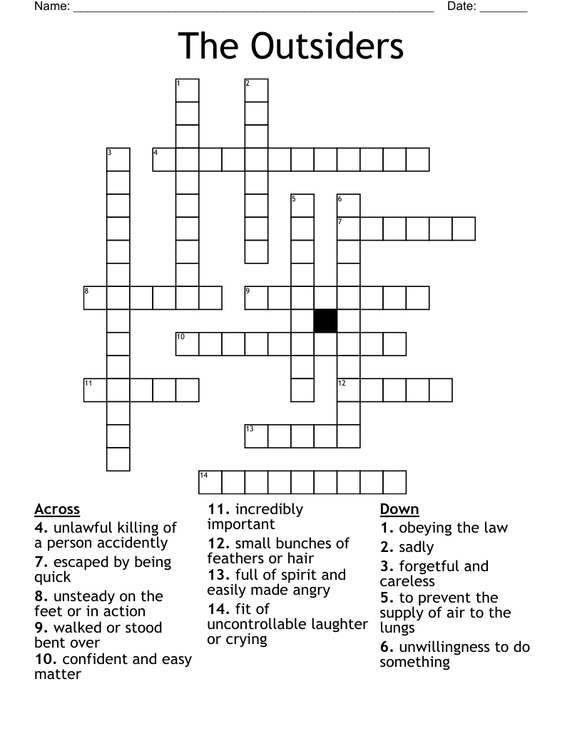 The Outsiders Crossword - WordMint