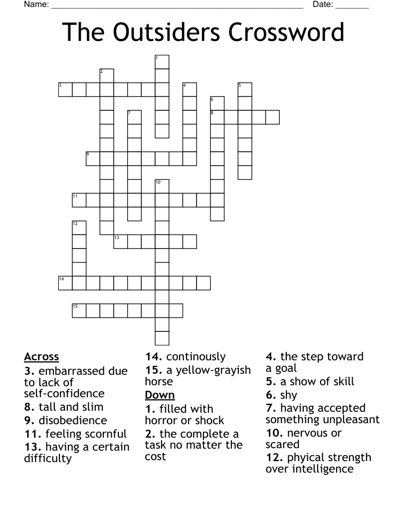 The Outsiders Crossword - WordMint