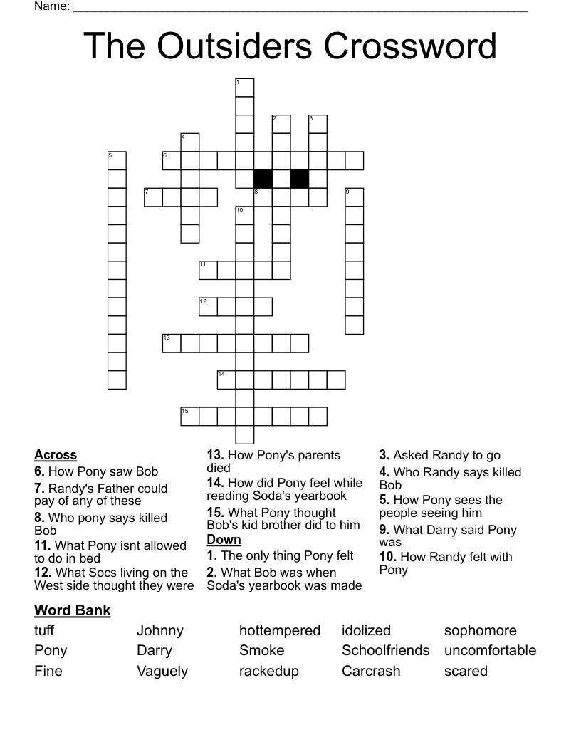 The Outsiders Crossword - WordMint