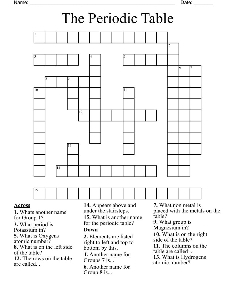 The Periodic Table Crossword WordMint