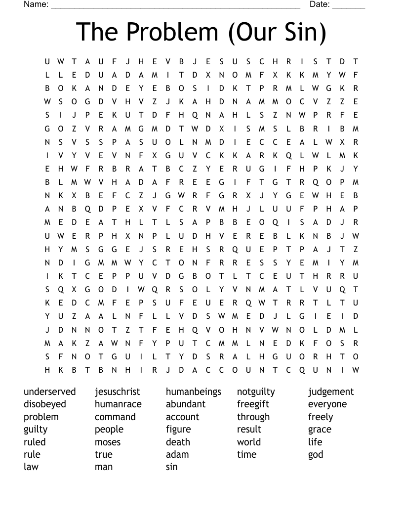 The Problem (Our Sin) Word Search - WordMint