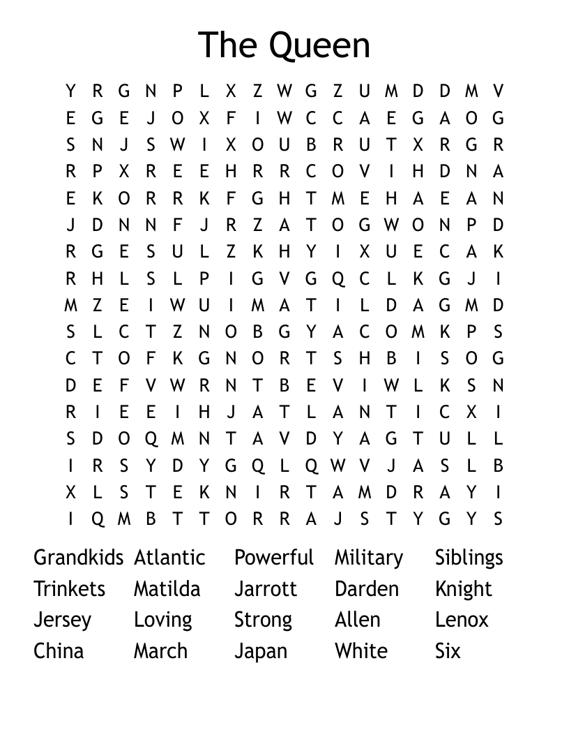 The Queen Word Search - WordMint