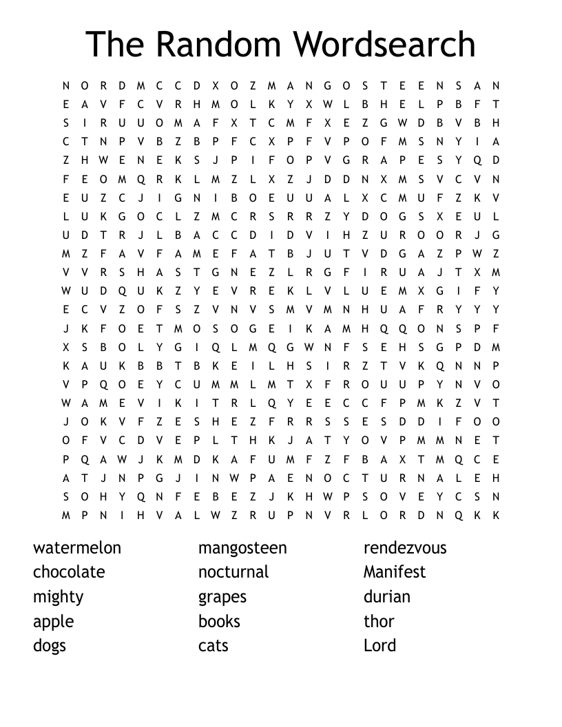 The Random Wordsearch - WordMint