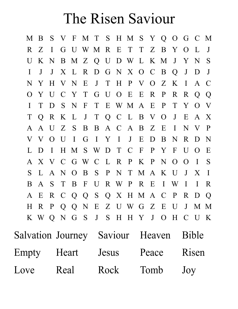 The Risen Saviour Word Search - WordMint