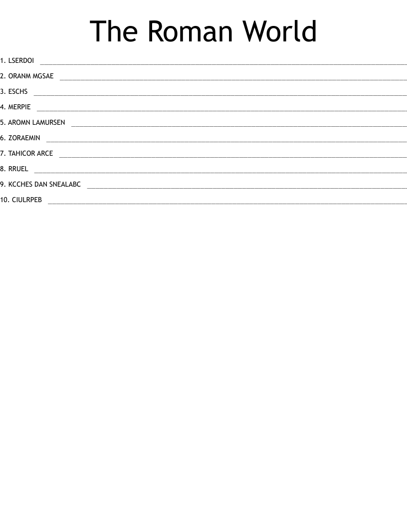 The Roman World Word Scramble - WordMint