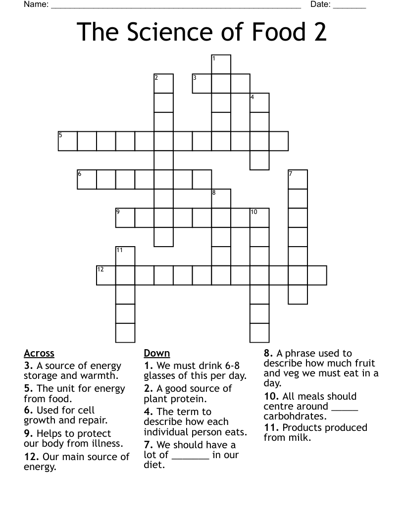 The Science of Food 2 Crossword - WordMint