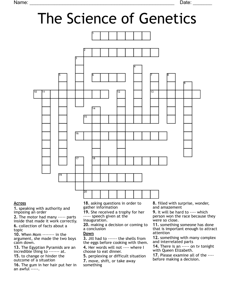 The Science of Genetics Crossword - WordMint