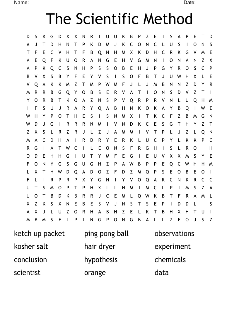 The Scientific Method Word Search WordMint