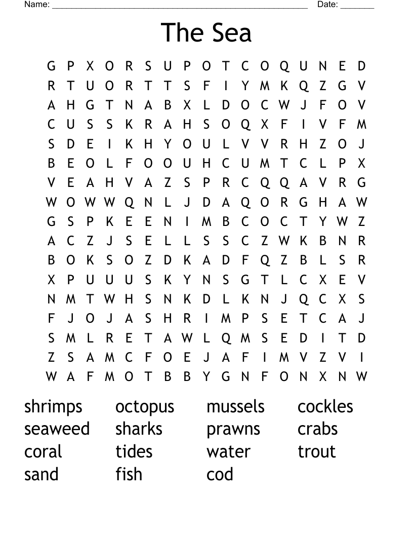 The Sea Word Search WordMint