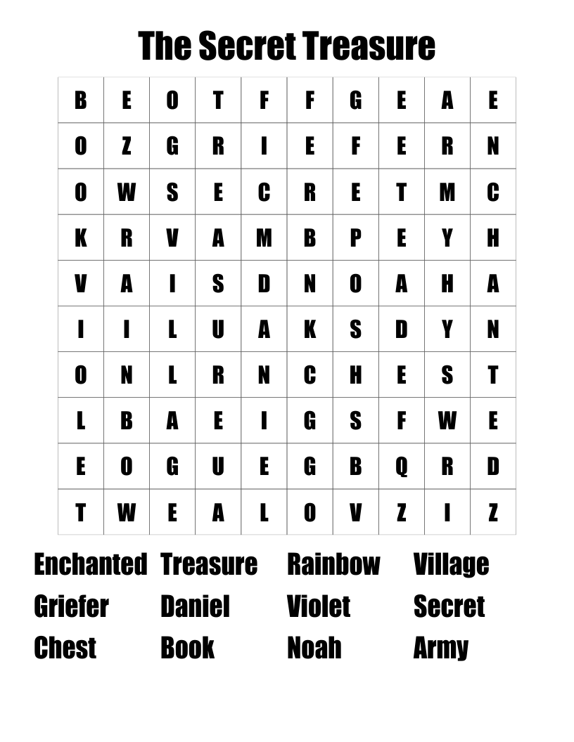 The Secret Treasure Word Search - WordMint