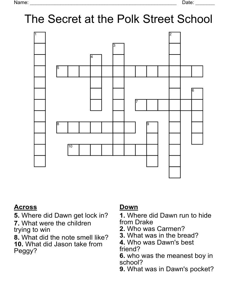 The Secret at the Polk Street School Crossword - WordMint