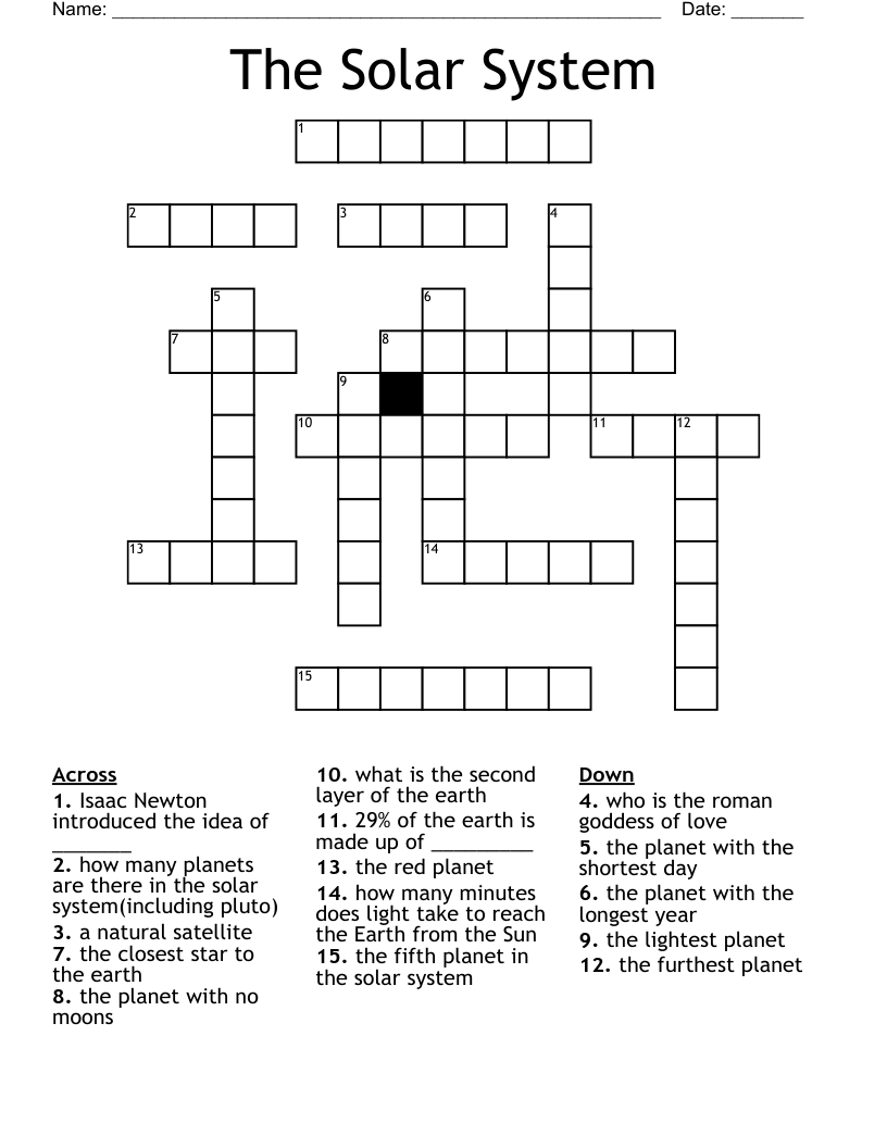 The Solar System Crossword - WordMint