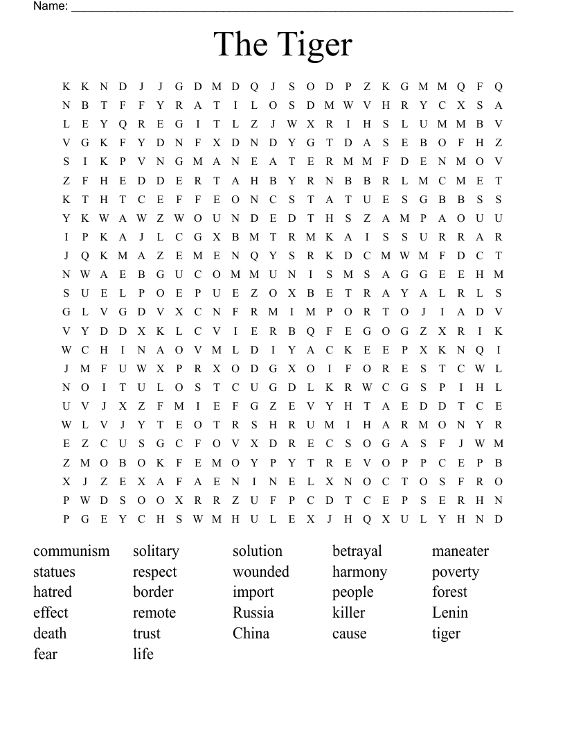 The Tiger Word Search - WordMint