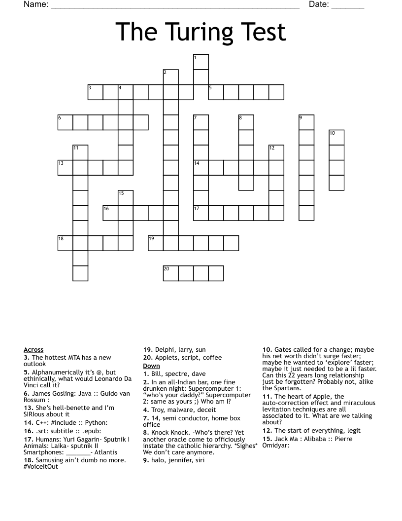 The Turing Test Crossword - WordMint