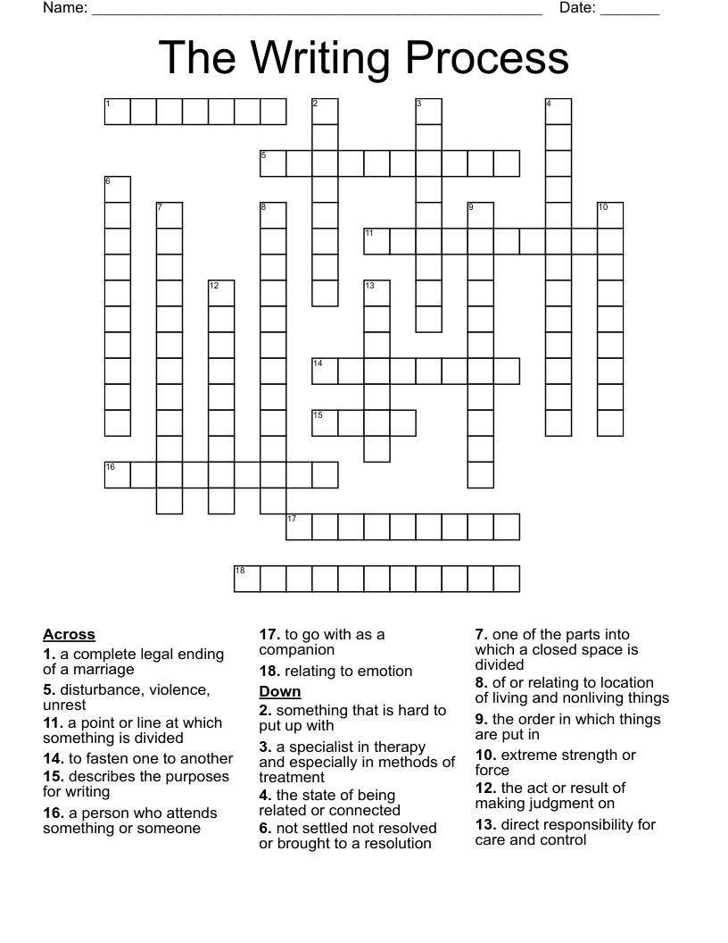 The Writing Process Crossword - WordMint