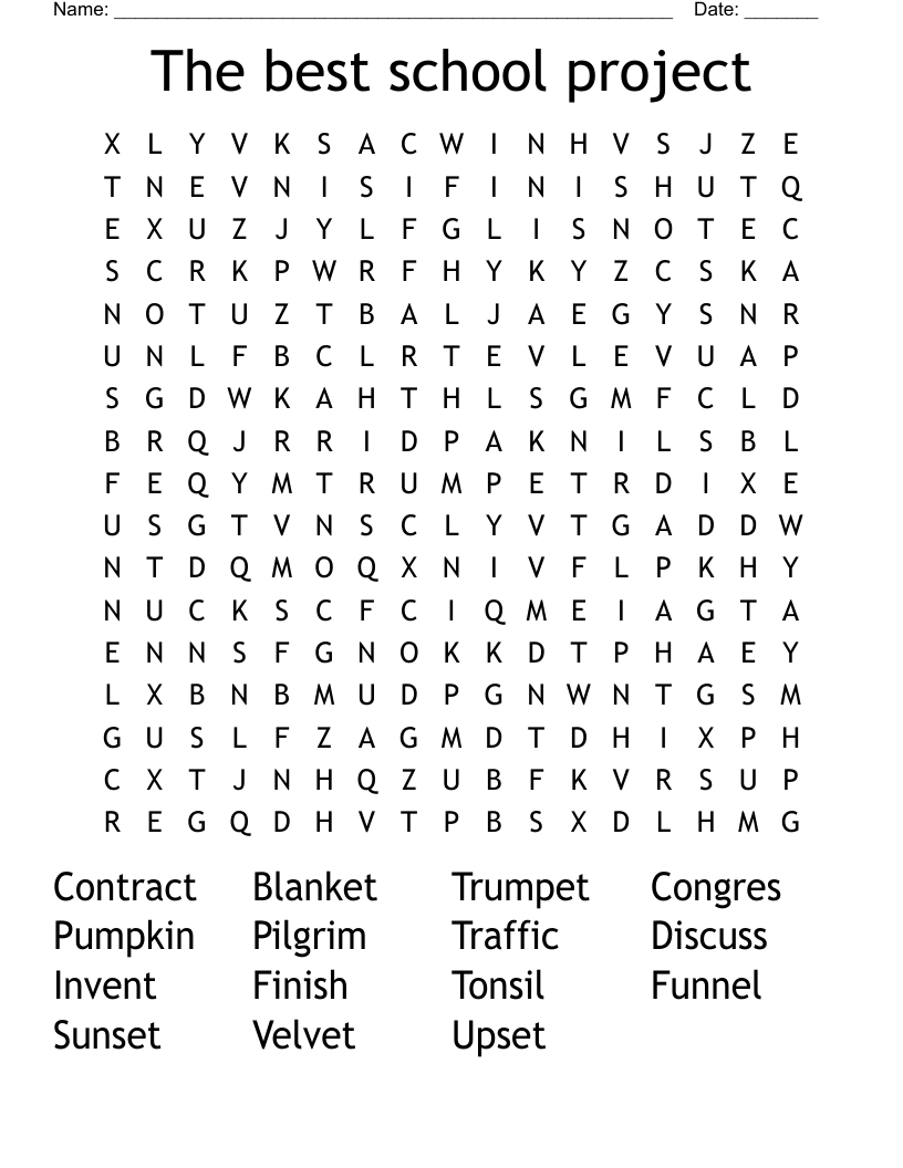 The best school project Word Search - WordMint