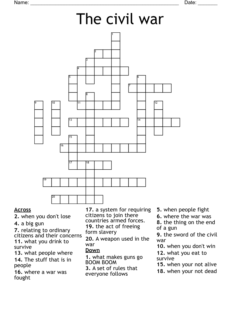 The civil war Crossword - WordMint