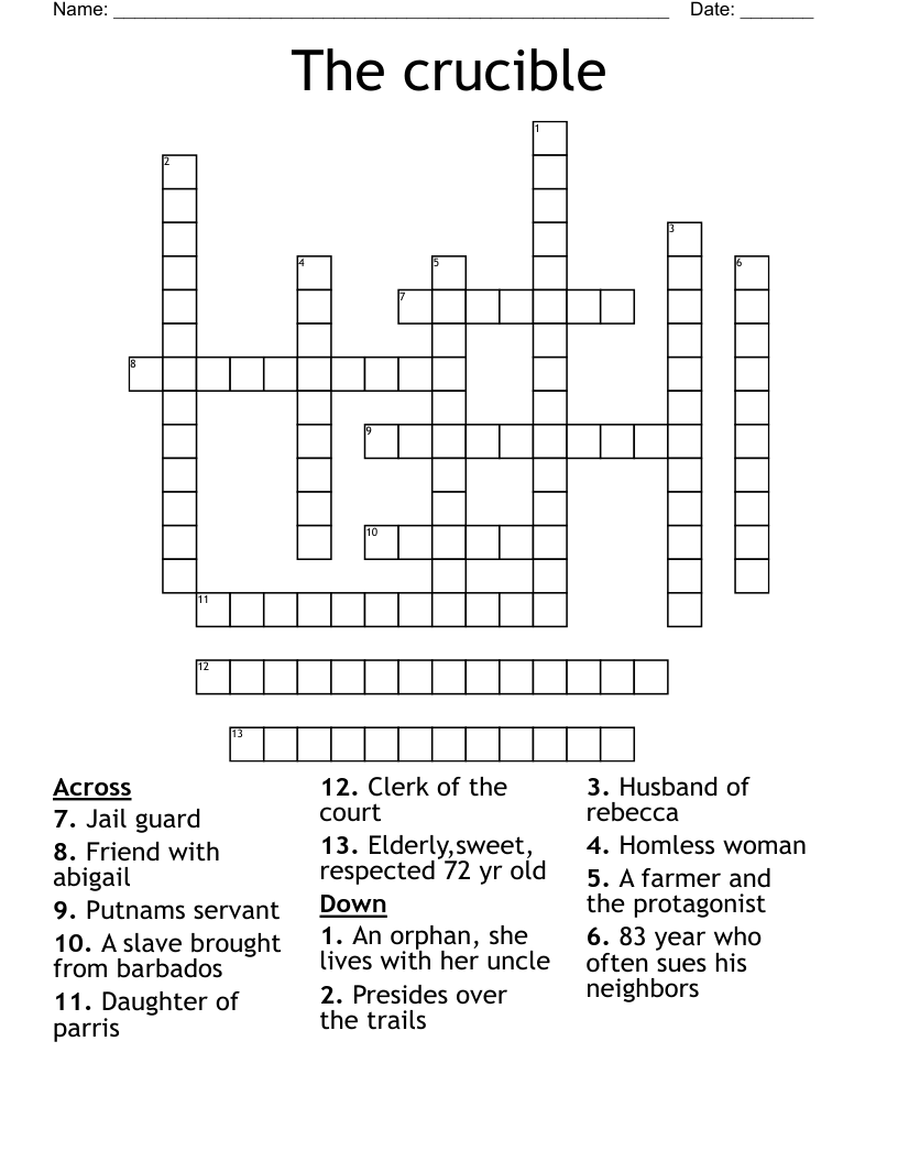 The crucible Crossword - WordMint