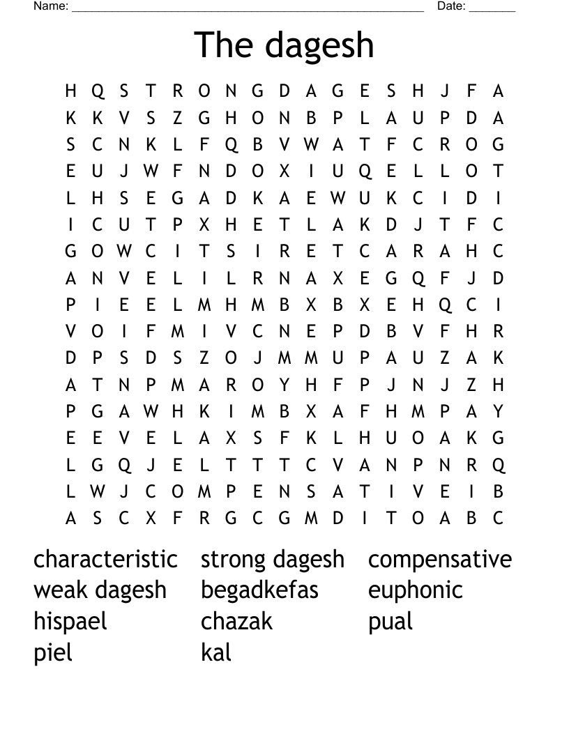 The dagesh Word Search - WordMint