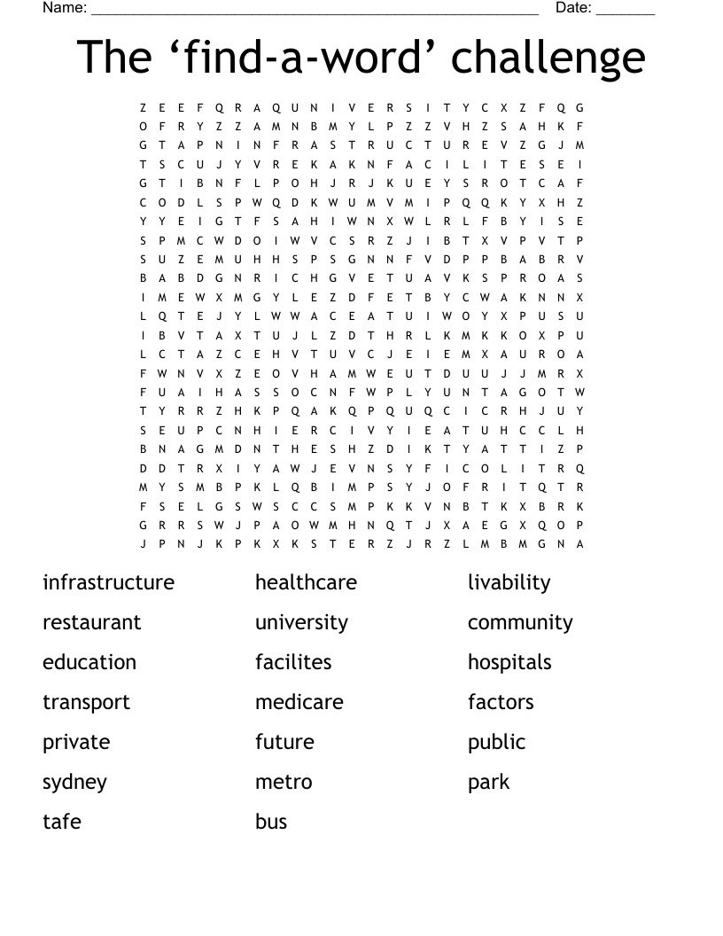 The ‘find-a-word’ challenge Word Search - WordMint