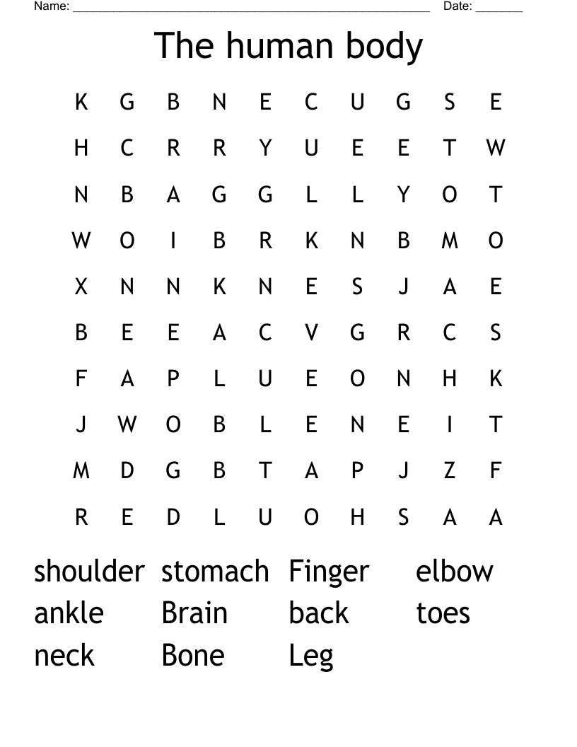 The Human Body Word Search WordMint