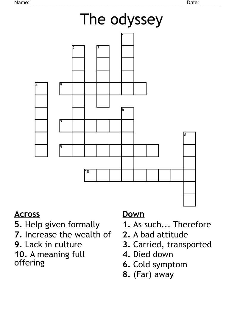 The odyssey Crossword - WordMint