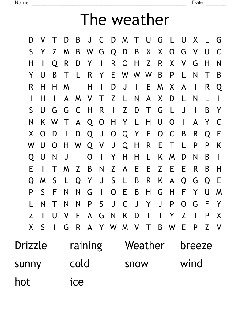 The weather Word Search - WordMint