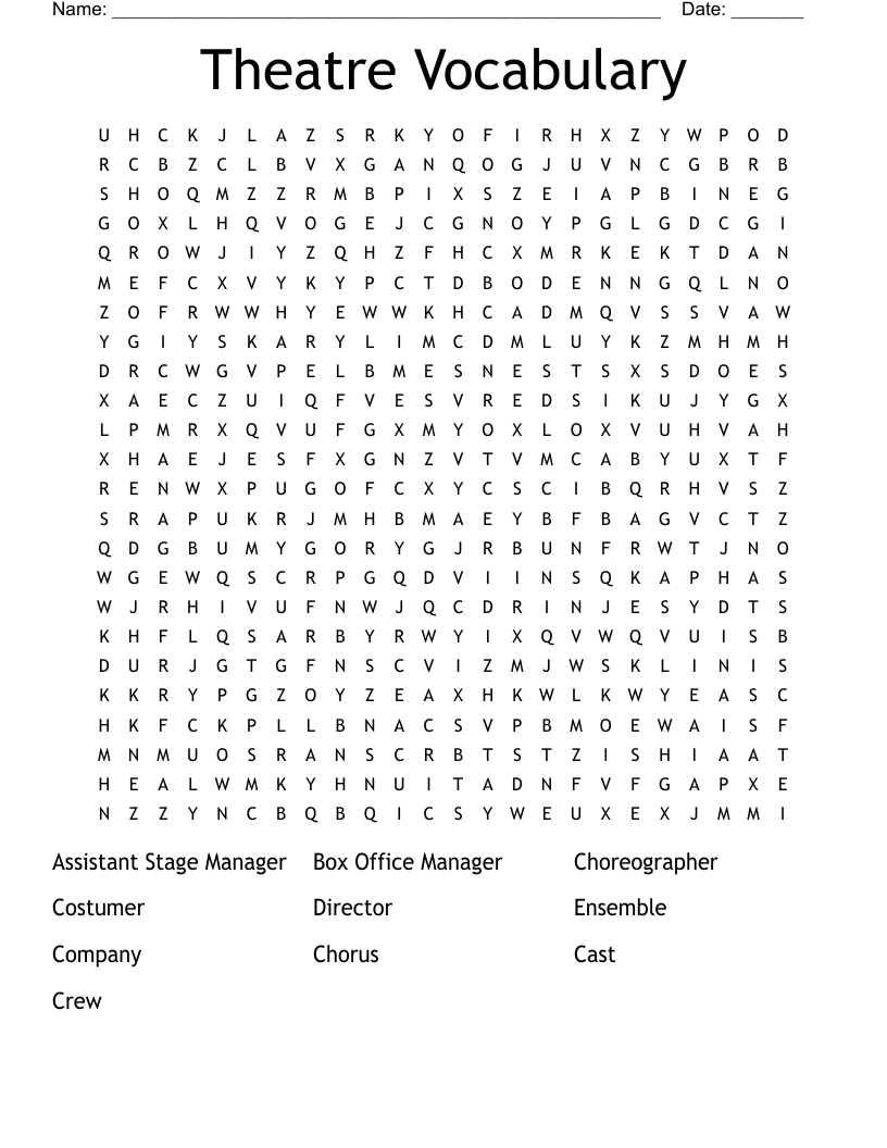 Theatre Vocabulary Word Search WordMint