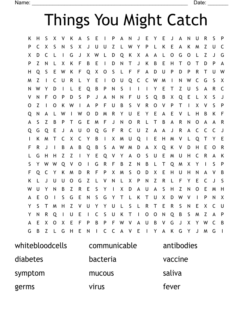 Things You Might Catch Word Search - WordMint