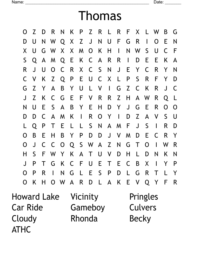 Thomas Word Search - WordMint