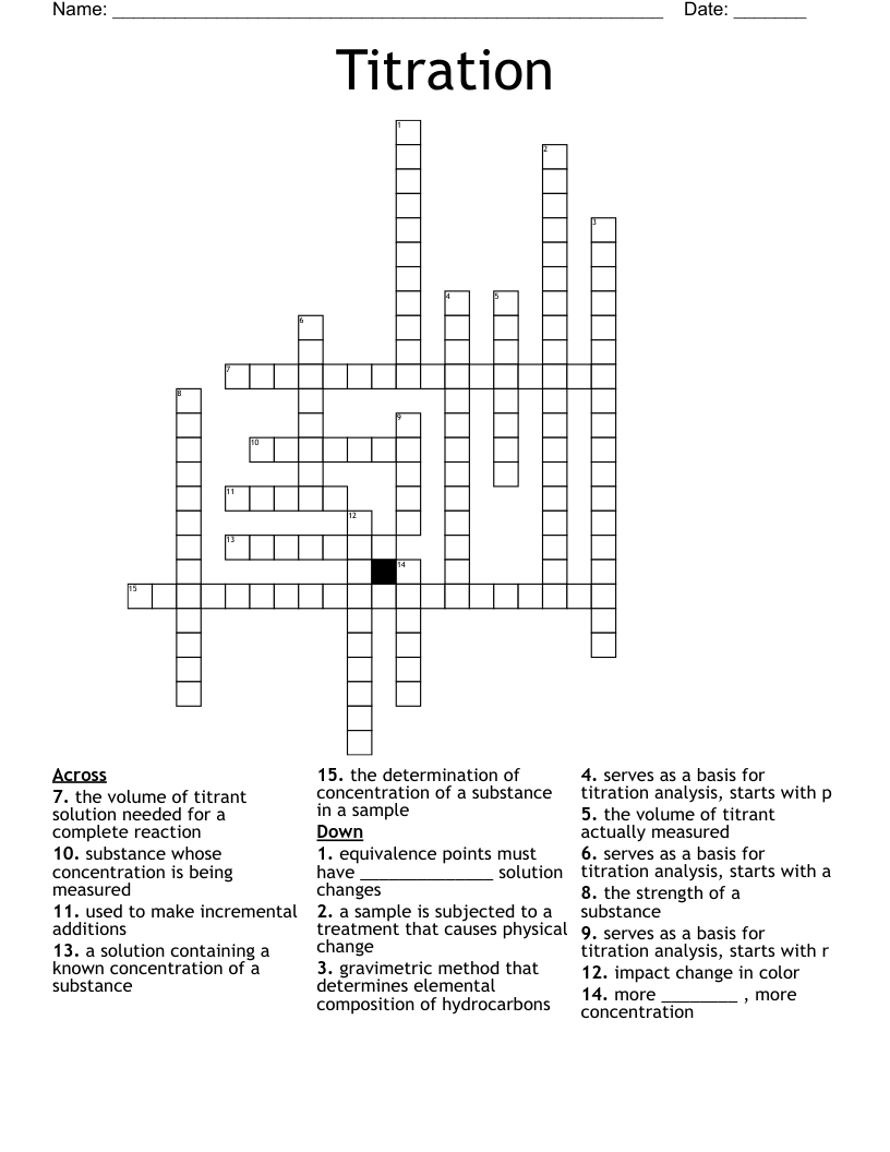 Titration Crossword - WordMint