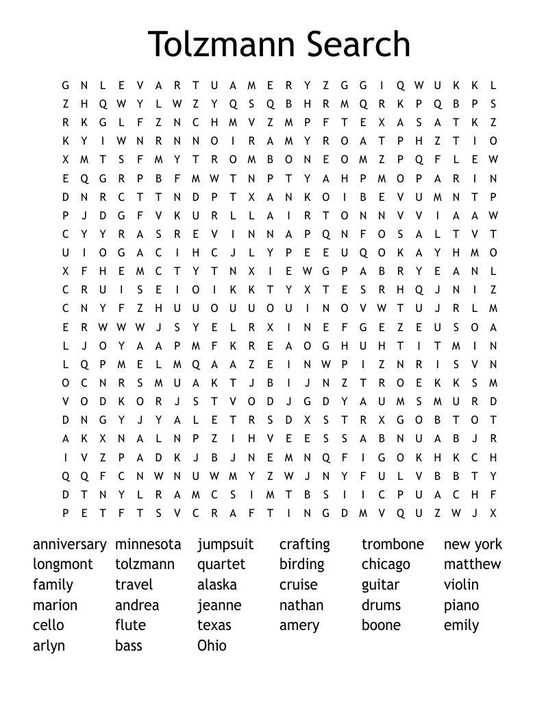 Tolzmann Search Word Search - WordMint